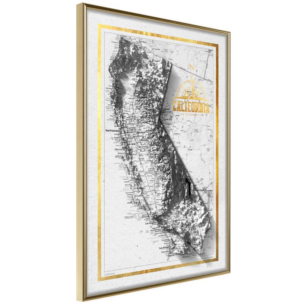 Poster Raised Relief Map: California 30x45 | Koreqt.hr