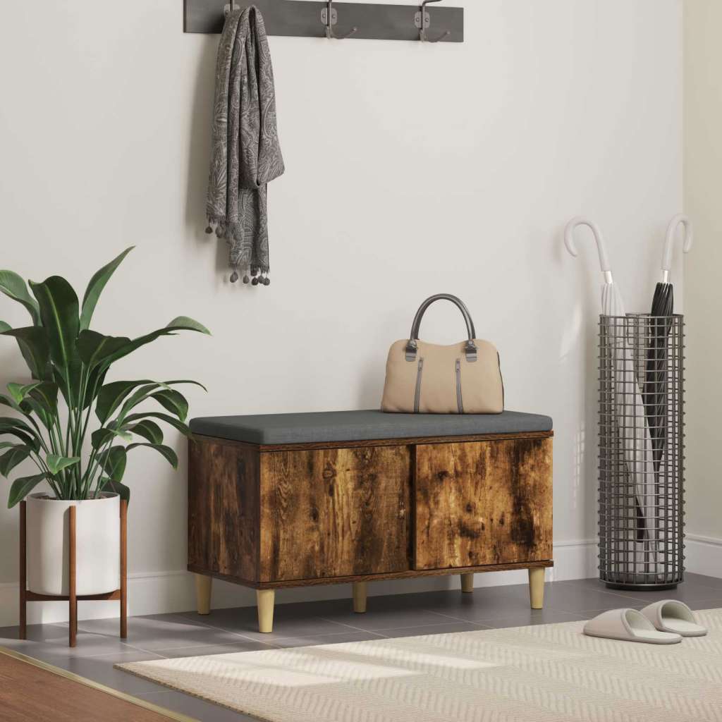Klupa za hodnik s jastukom 60x38x46 cm, dimljeni hrast | Koreqt.hr