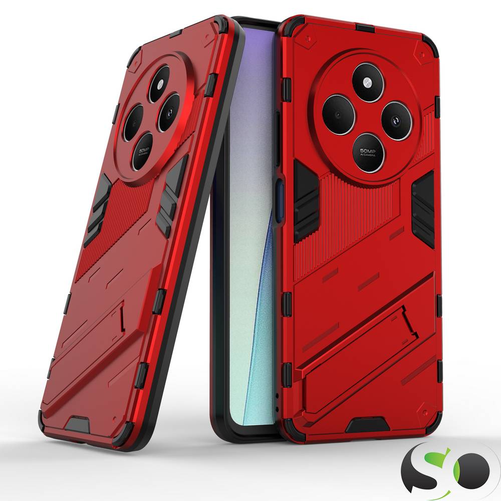BIBERCAS Maskica sa stalkom za Xiaomi Redmi 14C, Armor, crvena | Koreqt.hr