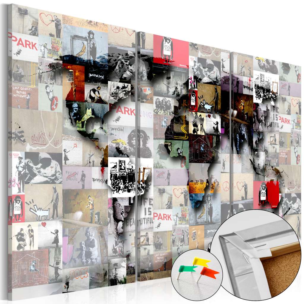 Slika na plutenoj podlozi Modern World's Map [Cork Map] 120x80 | Koreqt.hr