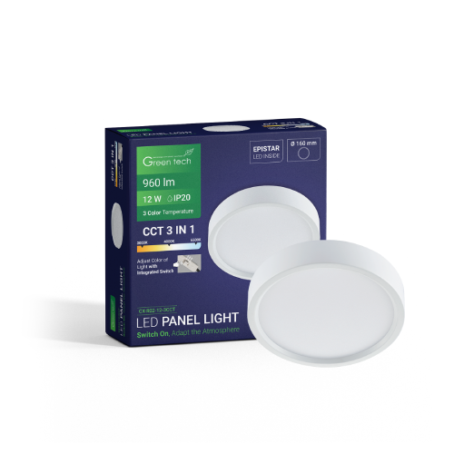 GREEN TECH Nadgradni LED panel 12 W 3 CCT okrugli | Koreqt.hr