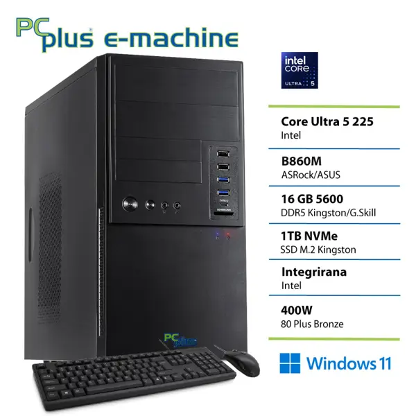 PCPLUS Stolno računalo e-machine / Intel Ultra 5 225, 16 GB RAM, 1 TB ...