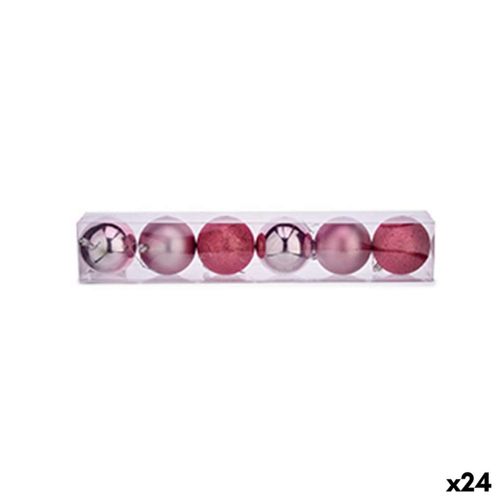 KRIST+ Set božićnih kuglica, 24 kom, plastika, ø 8 cm, roza | Koreqt.hr