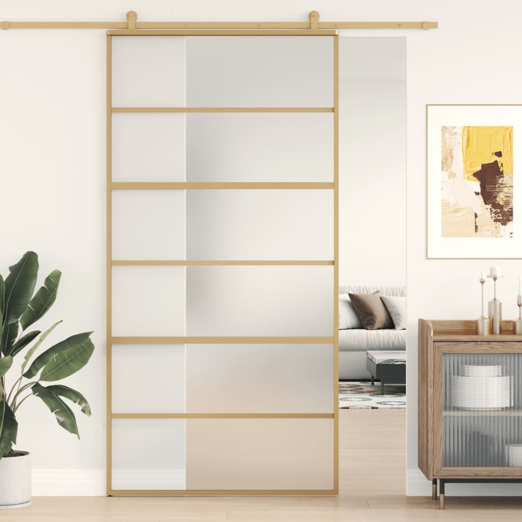 Klizna vrata zlatna 102,5x205 cm matirano staklo ESG i aluminij | Koreqt.hr