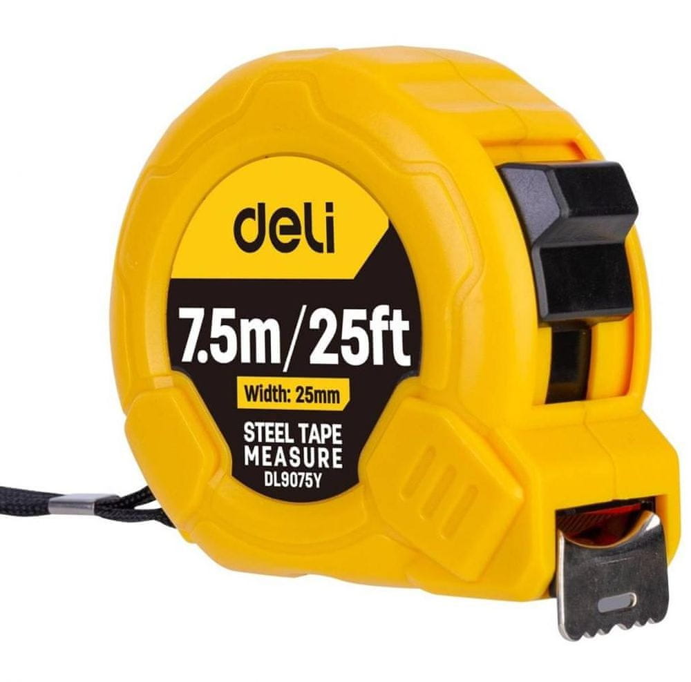 DELI Mjerna traka, 7.5 m, čelik, širina 25 mm | Koreqt.hr