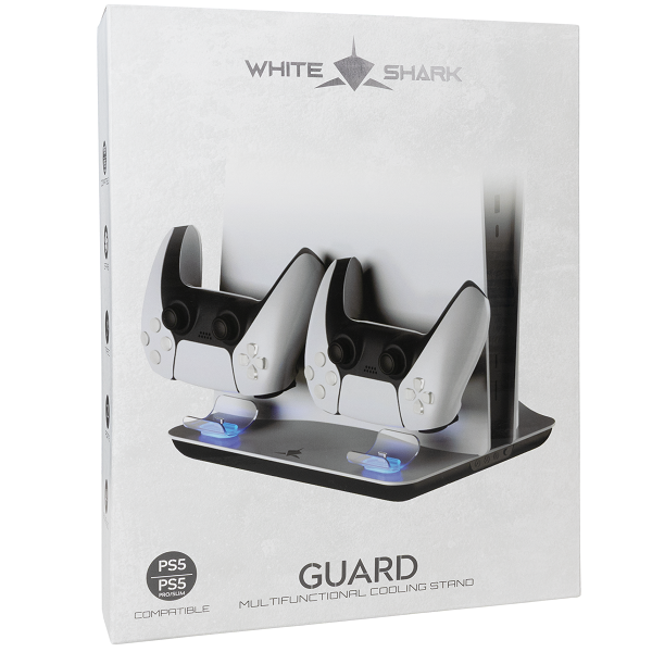 WHITE SHARK Stalak za PS5 Pro/PS5/PS5 Slim s punjačem za kontrolere i ...