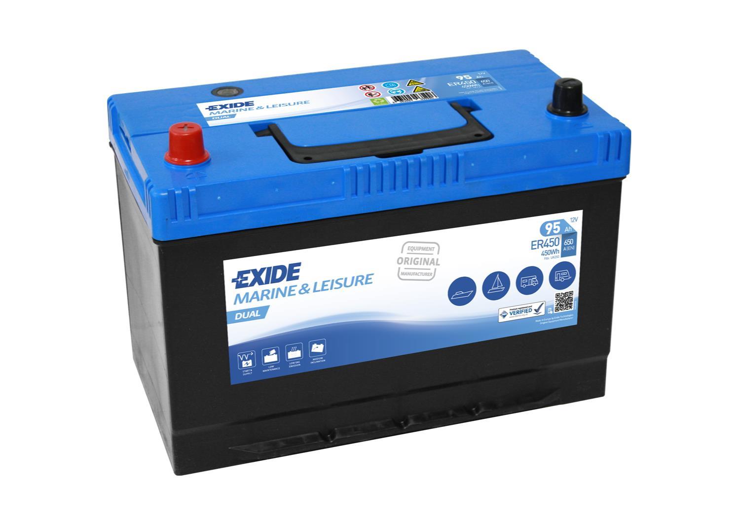 EXIDE Akumulator Marine Dual ER450 95AH L+ 30,6X17,3X22,2 (650A ...