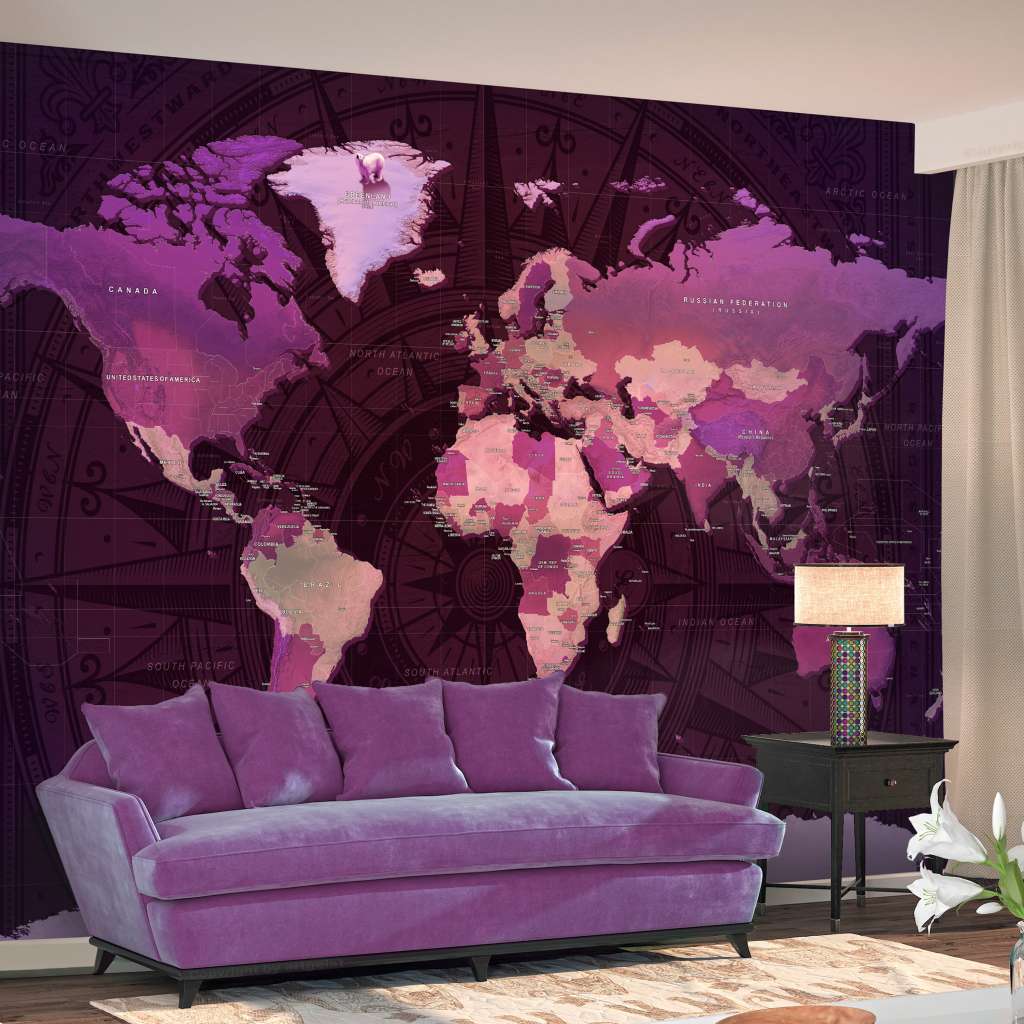 Samoljepljiva foto tapeta Purple World Map 147x105 | Koreqt.hr