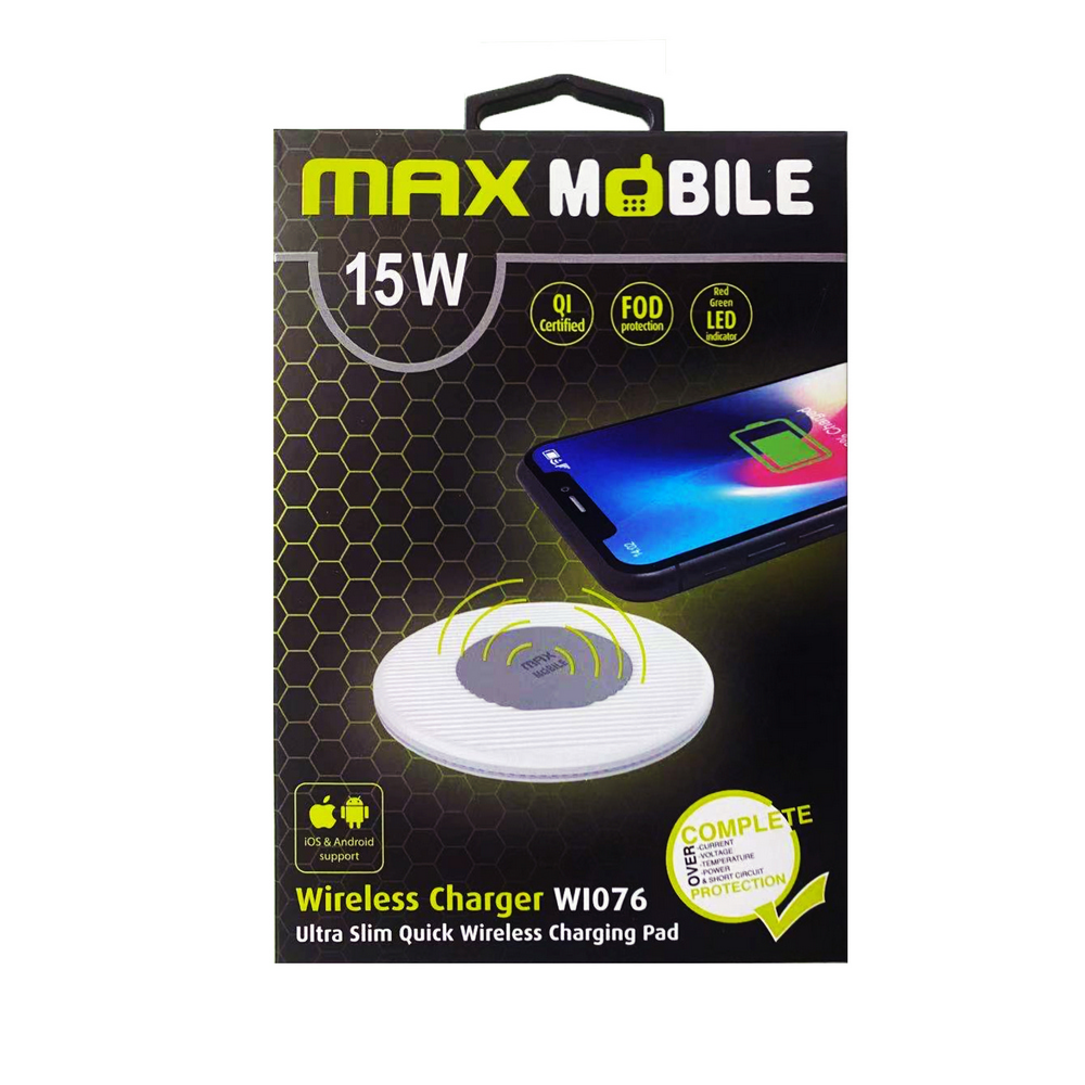MAXMOBILE Bežični punjač WI-076 QC QUICK CHARGE 15W, bijeli | Koreqt.hr