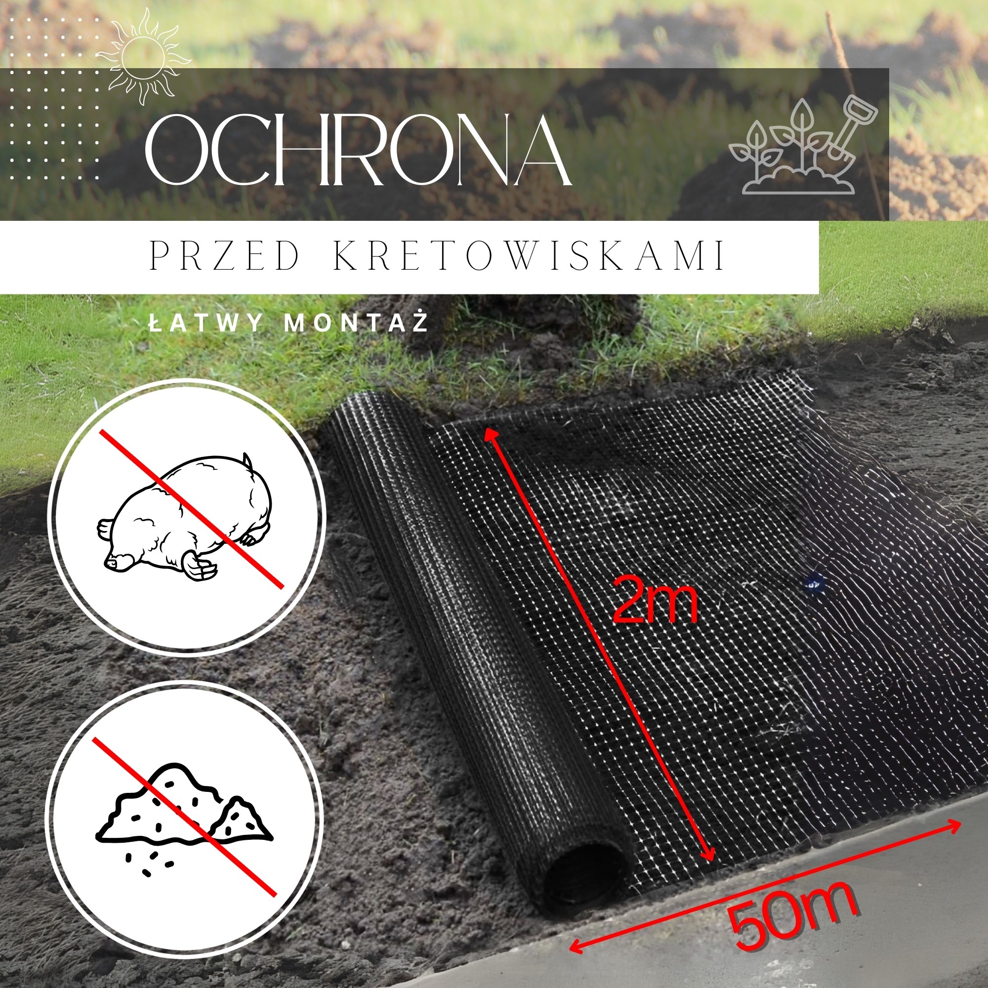 SPRINGOS Mreža protiv krtica, 30 GSM, 2x50 m | Koreqt.hr