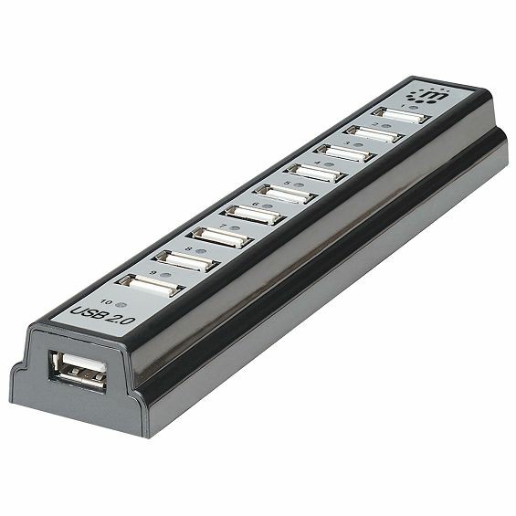 MANHATTAN USB Hub 161572, Hi-Speed USB Desktop Hub, 10xUSB-A 2.0, crni ...