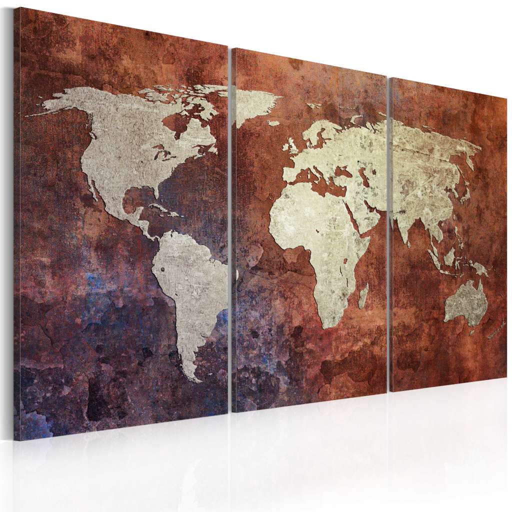 Slika Rusty map of the World triptych 90x60 | Koreqt.hr