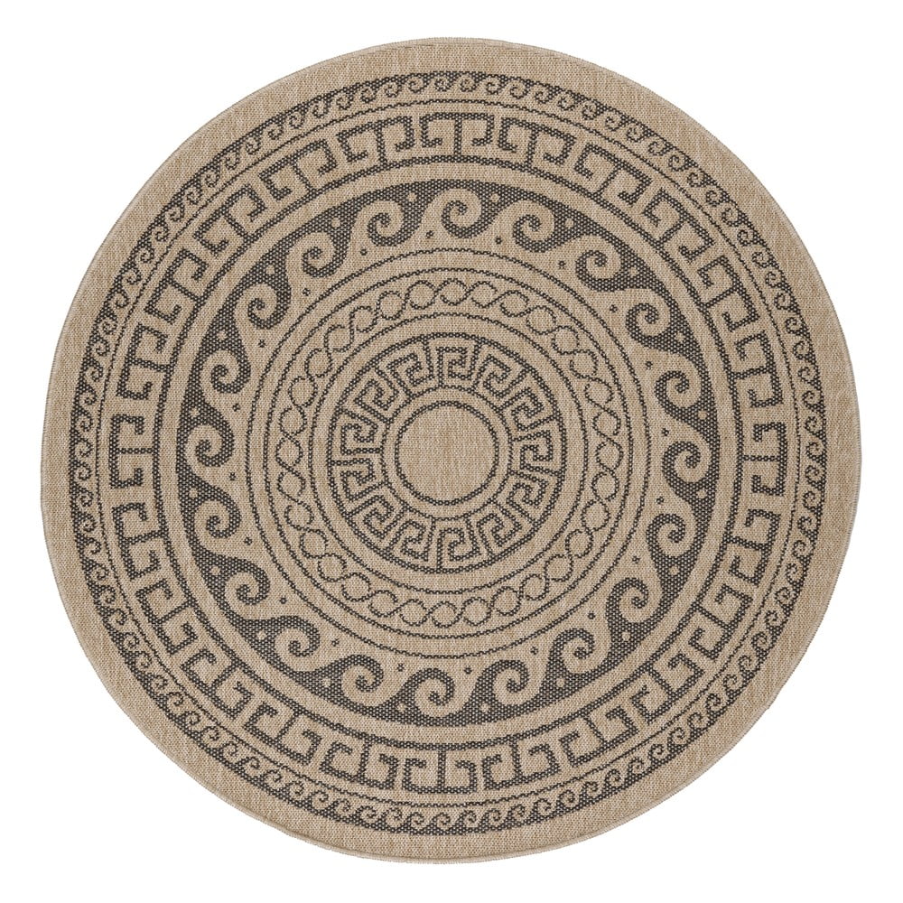 AYYILDIZ CARPETS Okrugli vanjski tepih Comilla ø80 cm, crni/bež | Koreqt.hr