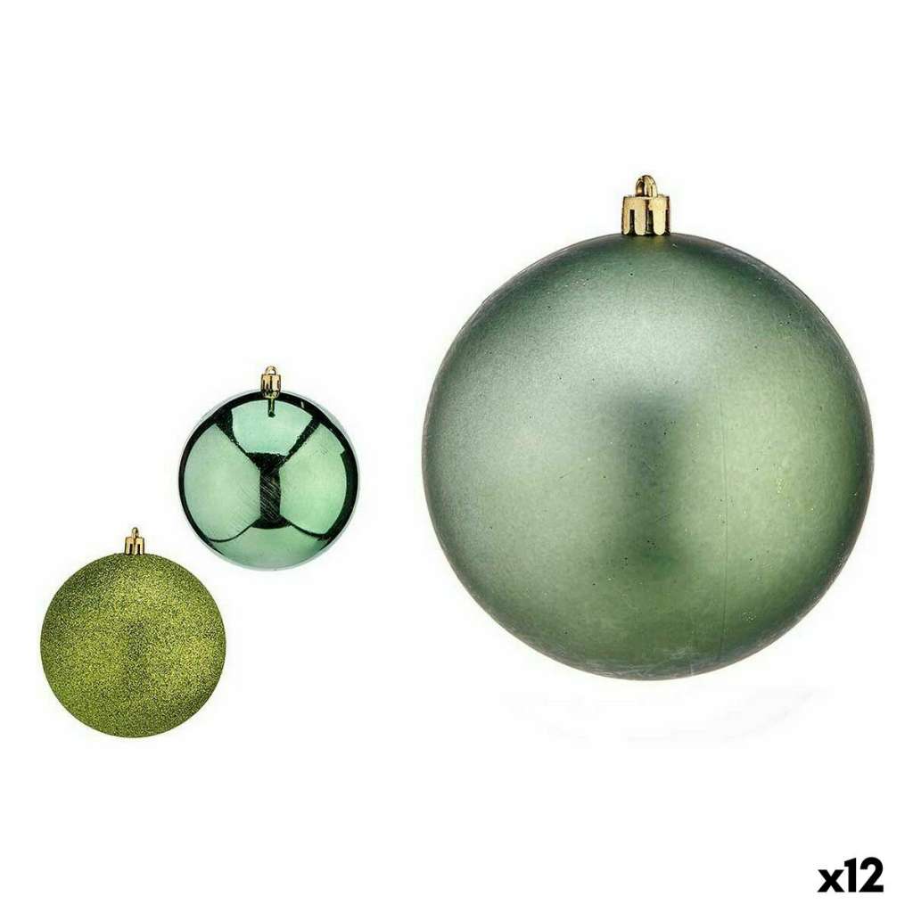 KRIST+ Set božićnih kuglica, 12 kom, plastika, zelena | Koreqt.hr