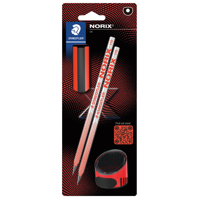 STAEDTLER Olovka grafitna HB Norix, 2 kom + gumica + šiljilo, crvena ...
