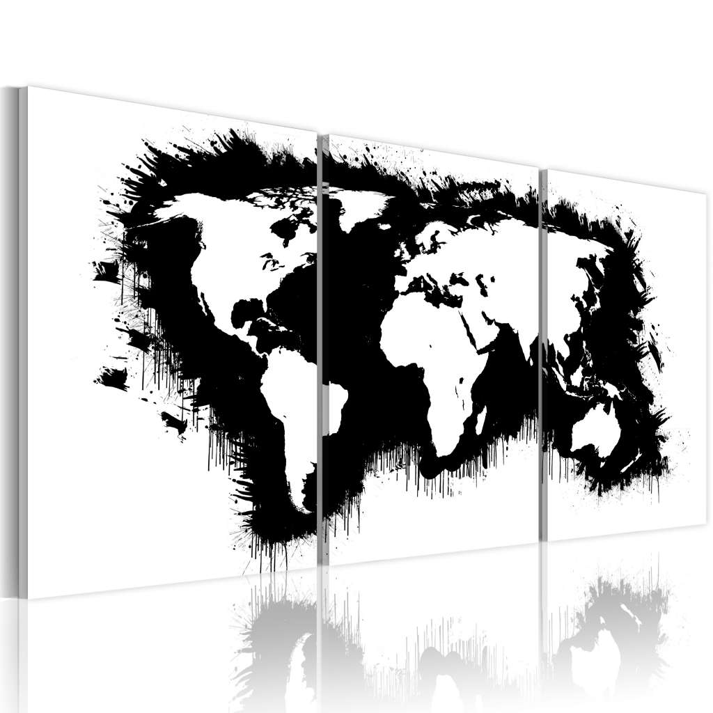 Slika The World map in black-and-white 120x60 | Koreqt.hr