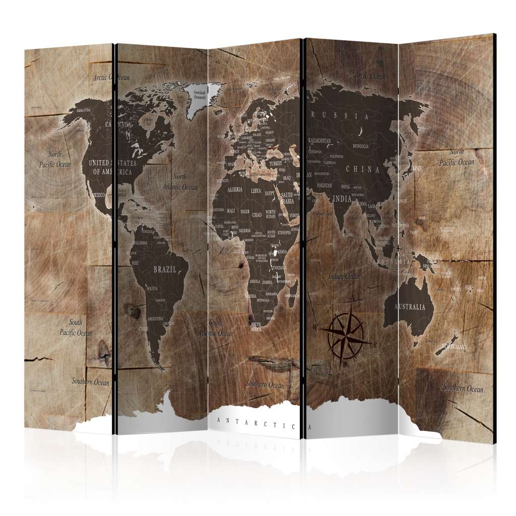 Sobna pregrada u 5 dijelova Room divider – Map on the wood 225x172 ...