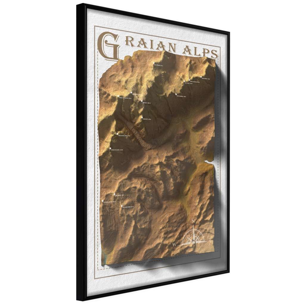 Poster Raised Relief Map: Graian Alps 40x60 | Koreqt.hr