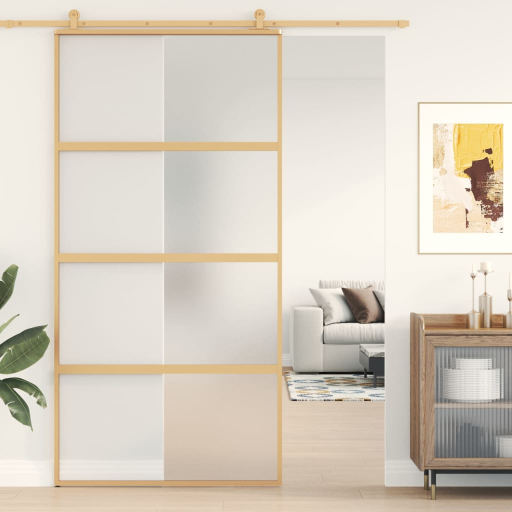 Klizna vrata zlatna 102,5x205 cm matirano staklo ESG i aluminij | Koreqt.hr